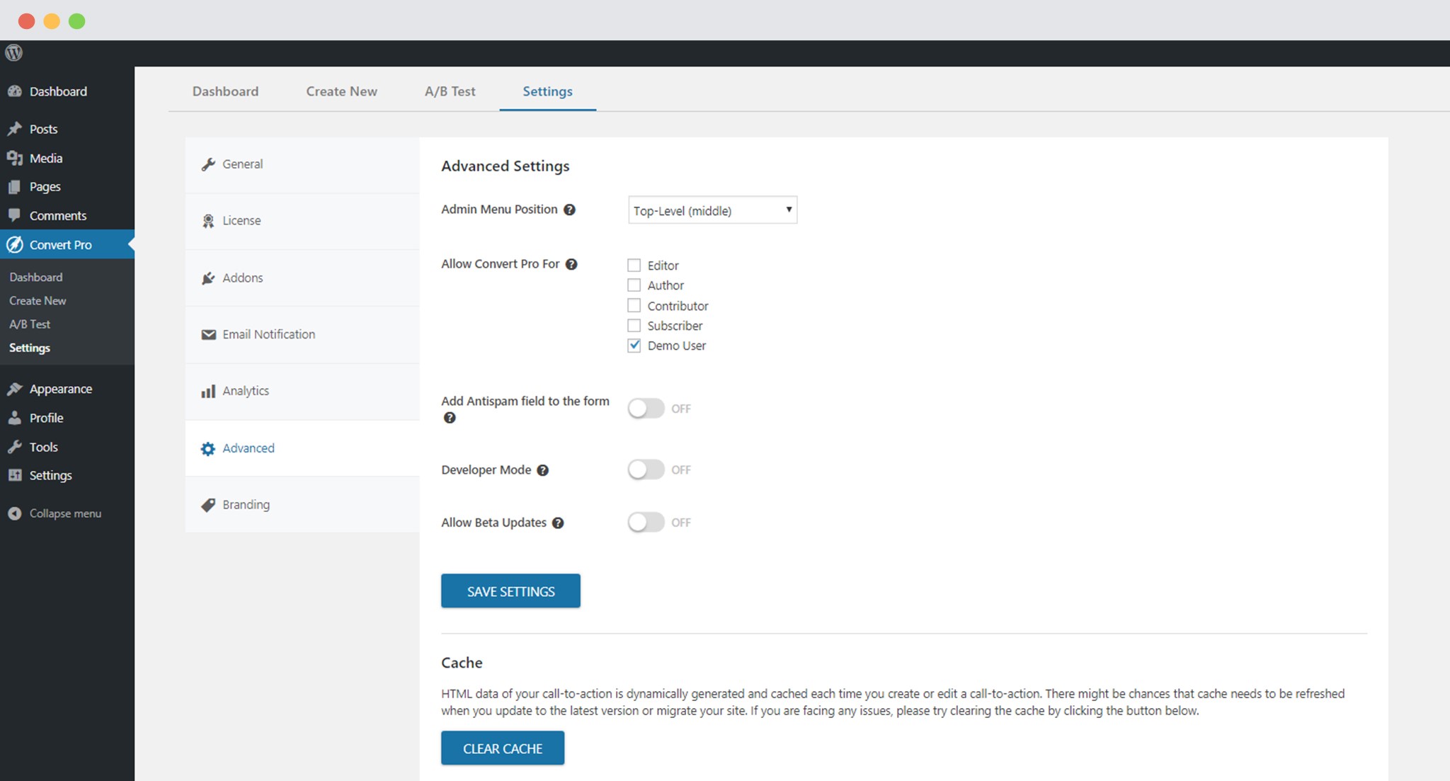 Advanced Settings in Convert Pro - Convert Pro
