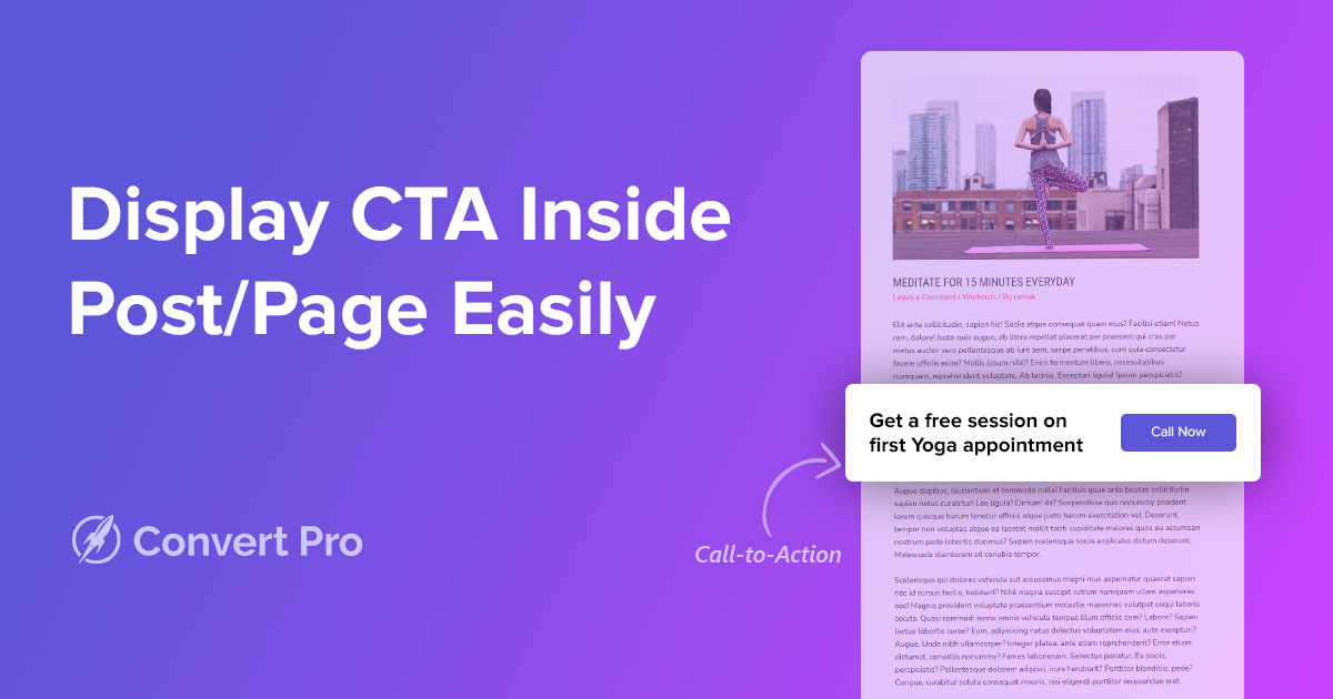 Display CTA Inside Post/Page Content - Convert Pro